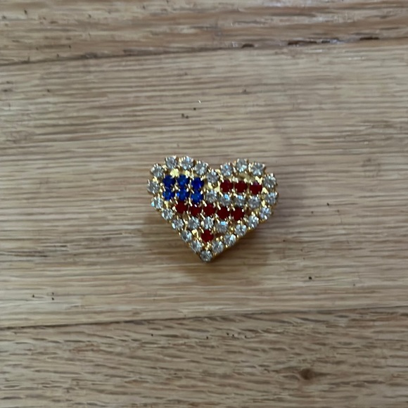 Jewelry | Vintage Red White And Blue Heart Pin | Poshmark